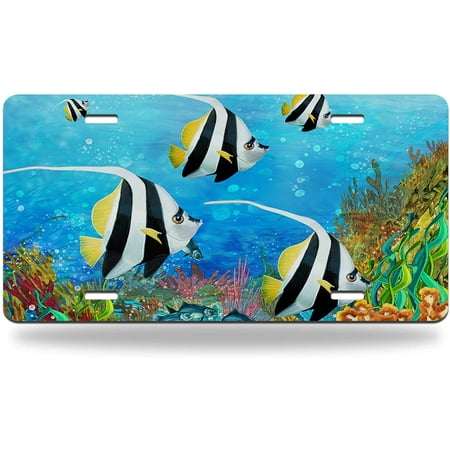 NETSENG Fish License Plate Coral Reef Underwater Sea Bubbles Cartoon ...
