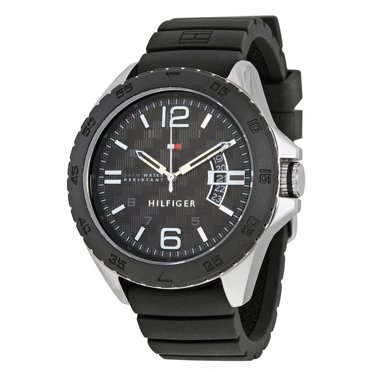 Tommy Hilfiger Black Leather Chronograph Mens Watch 1790875 - Walmart.com