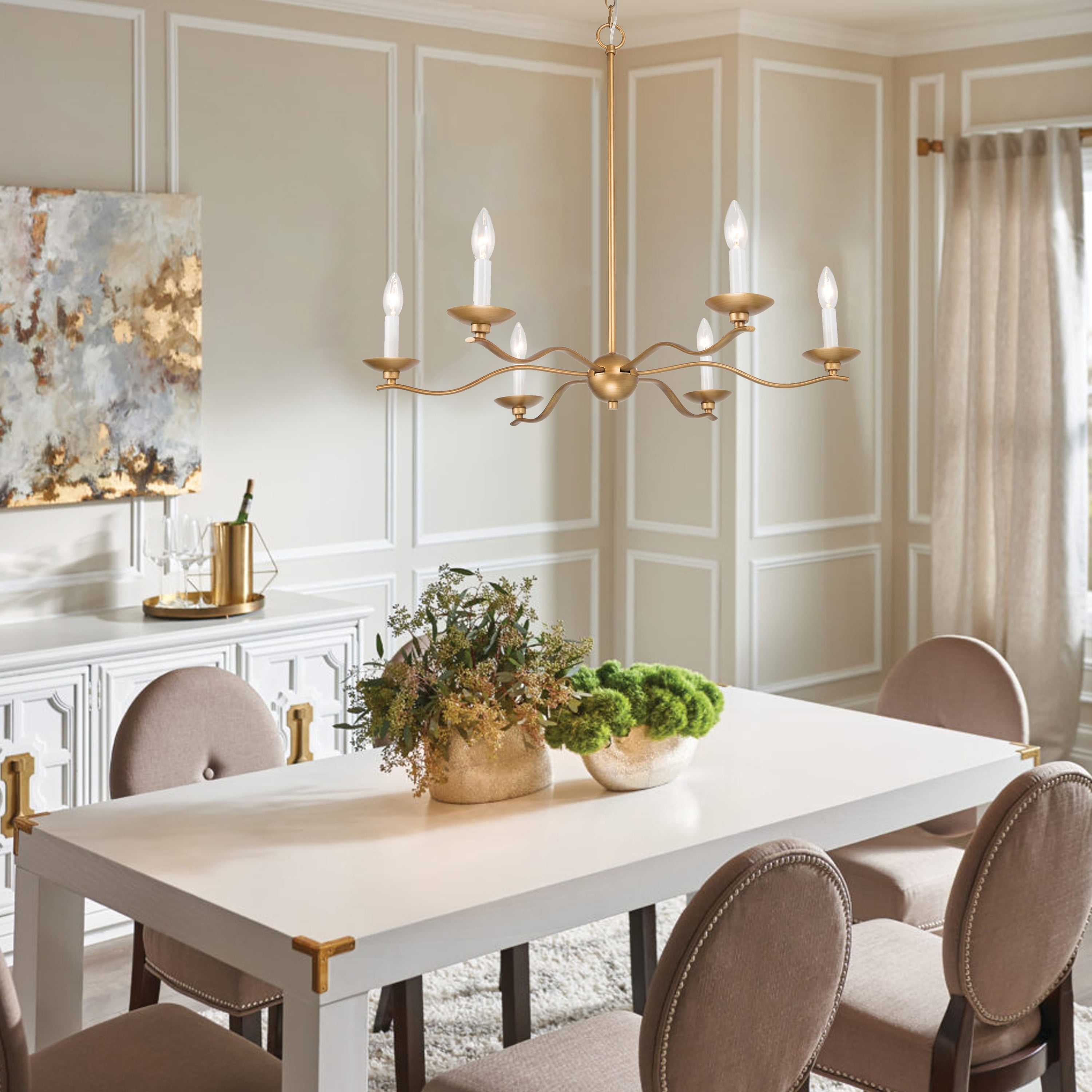 Polished Brass Chandeliers Dining Room