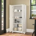 Bush Furniture Cabot Kitchen Pantry Cabinet in Harvest Cherry ...