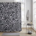 Black Swirling Lines Shower Curtain for Bathroom, Curves Waves Modern ...