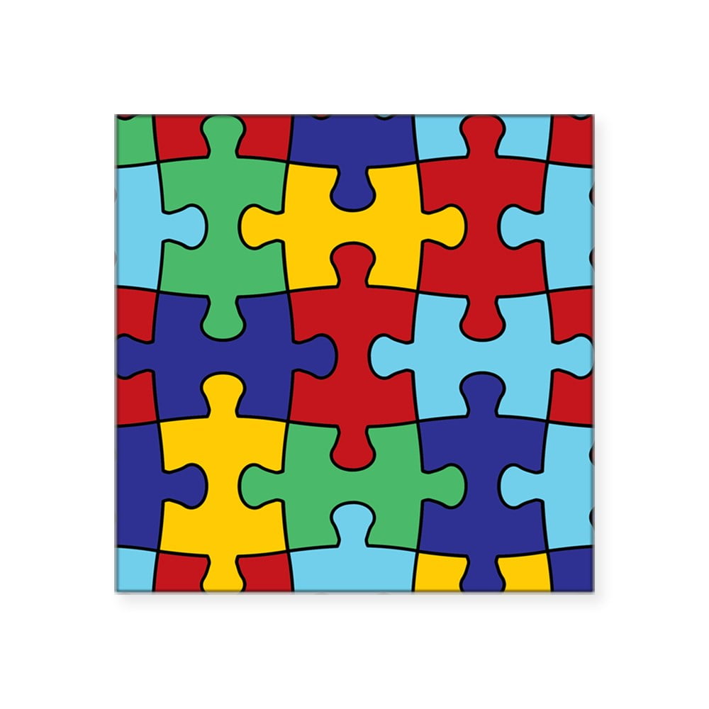 CafePress - Autism Awareness Puzzle Piece Pattern Sticker - Square ...