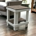 Woven Paths Rustic Solid Wood End Table, Dark Brown/White, Living Room ...