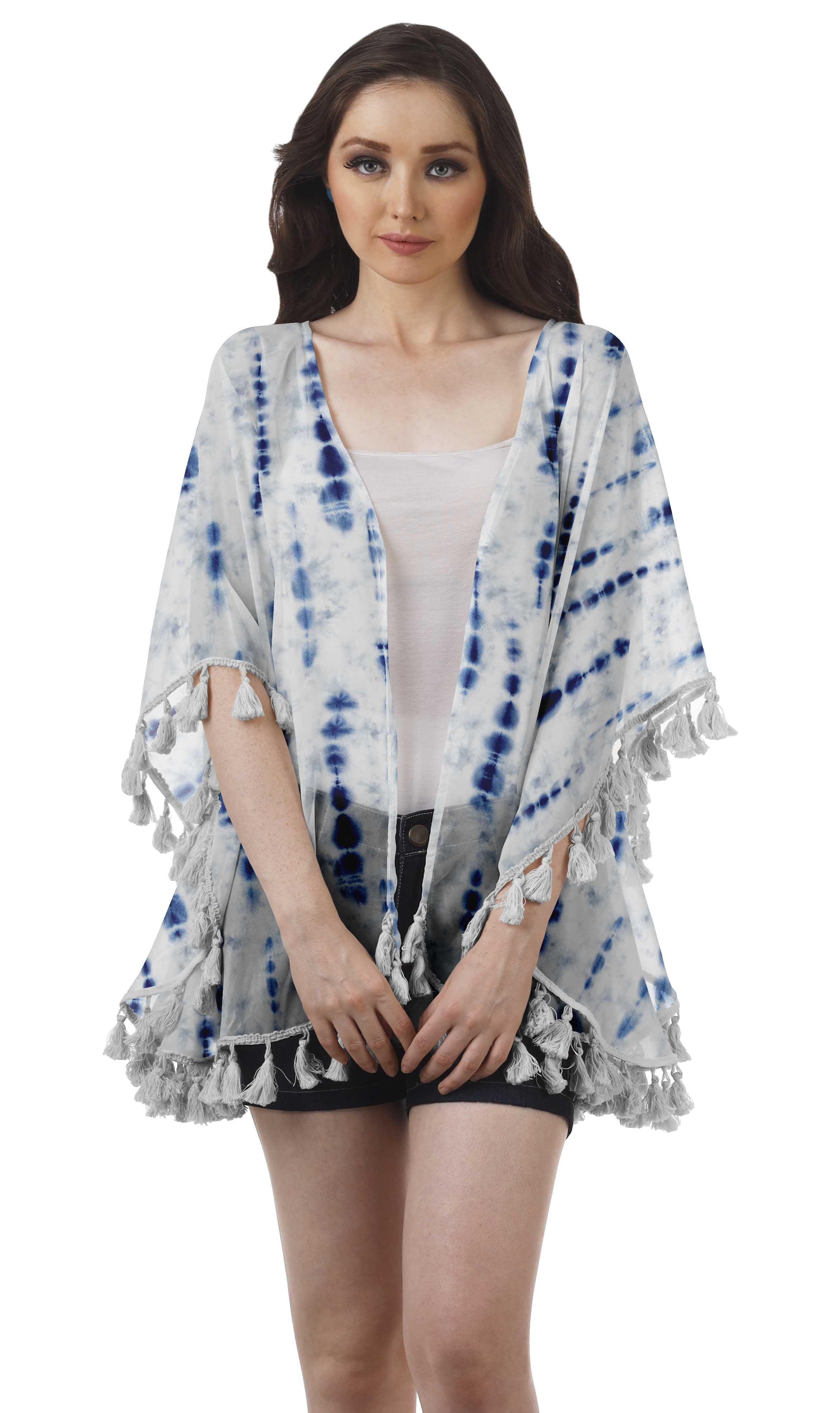 Moomaya Front Open Printed Shrug Beach Clothes For Kimono Cardigans For ...