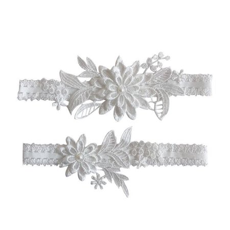 NETSENG Bridal wedding garter Bridal lace garter suit Flower leg ring ...