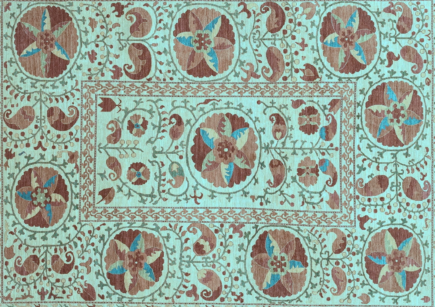 Ahgly Company Indoor Rectangle Oriental Light Blue Modern Area Rugs, 2 ...