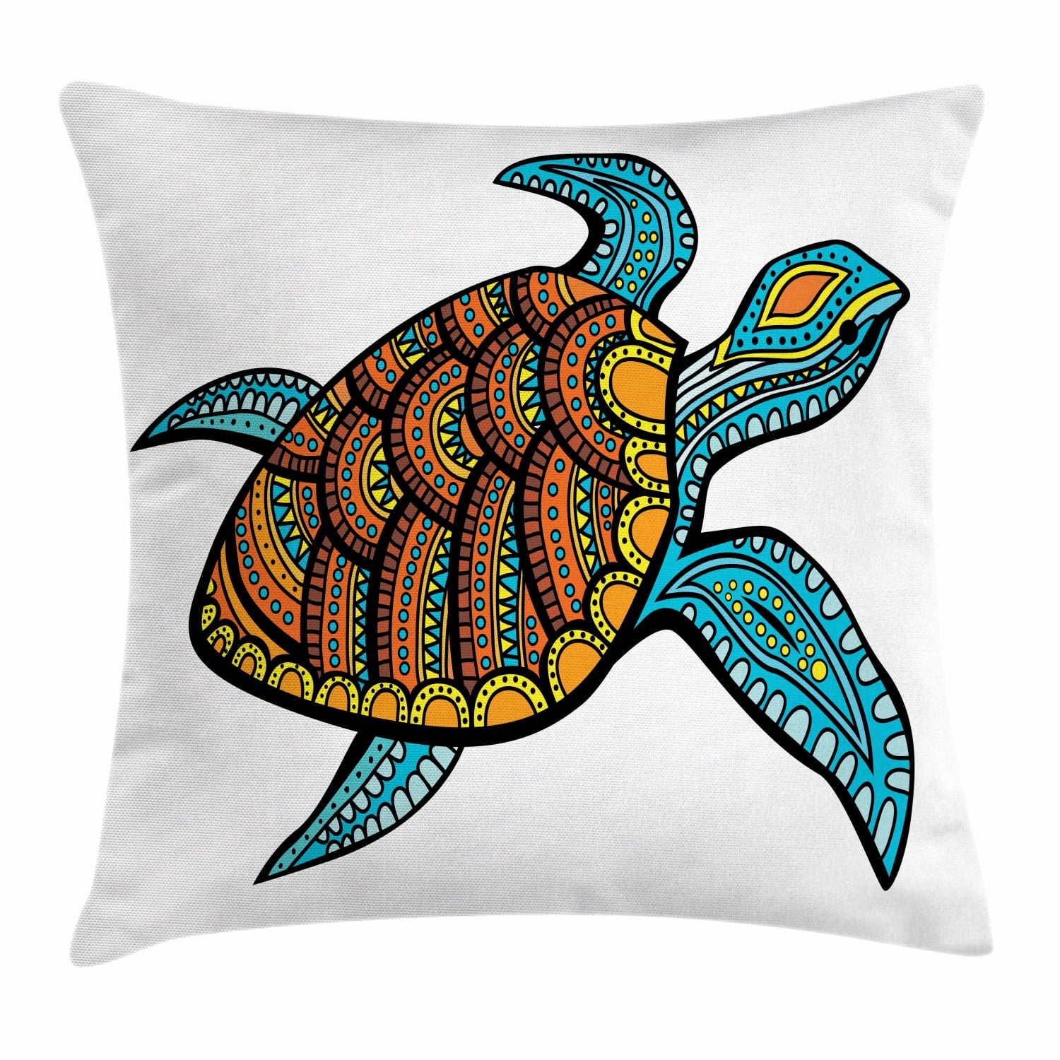 Turtle Throw Pillow Cushion Cover, Nautical Animals Pattern Sea Turtle ...