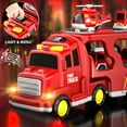 Lucky Doug Fire Truck Car Set for Toddlers Ages 1-3-5, 5 in 1 Carrier ...