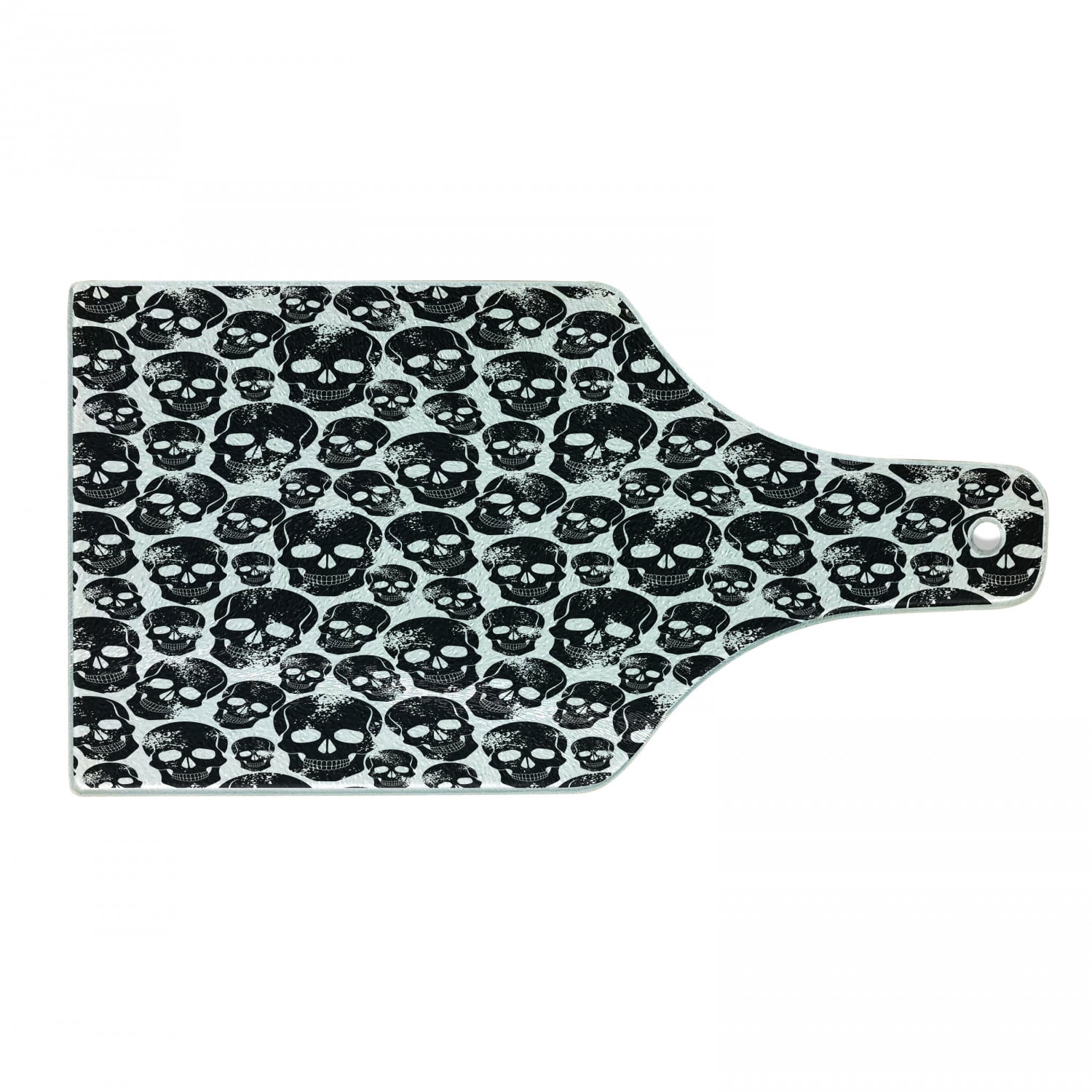 Gothic Cutting Board, Grunge Black Human Skulls on White Backdrop Evil ...