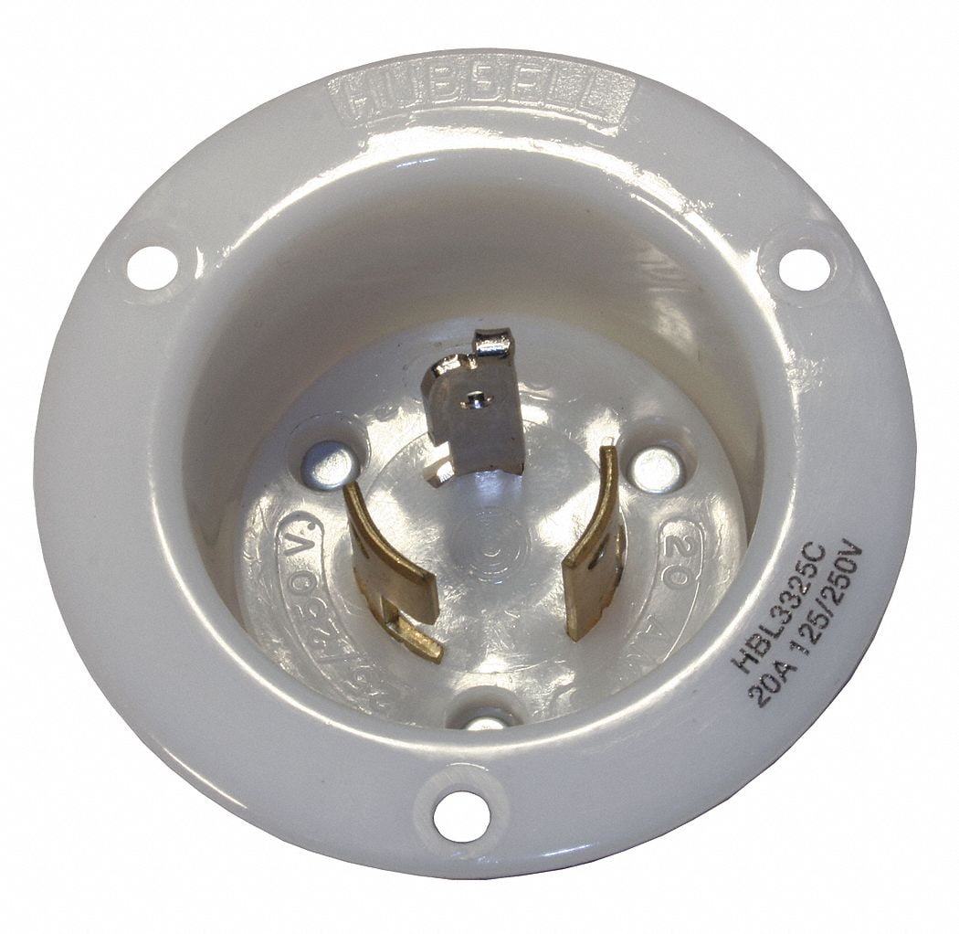 Hubbell Locking Flanged Inlet,250V,20A,3P,3W HBL3325C - Walmart.com