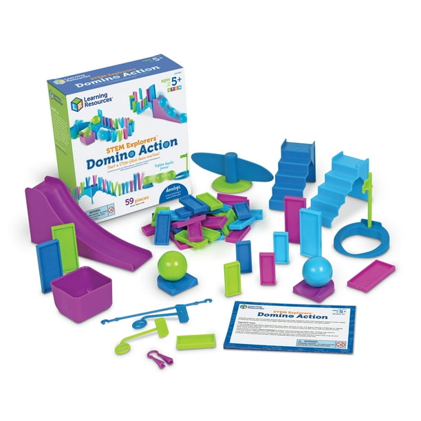 Learning Resources STEM Explorers Domino Action - 59 Pieces, STEM Toys for Boys and Girls Ages 5 ...