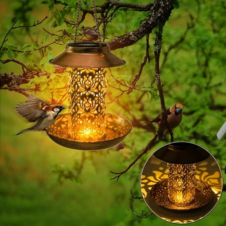 RKSTN Hummingbird Feeders for Outdoors Solar LED Iron Metal Bird Feeder ...