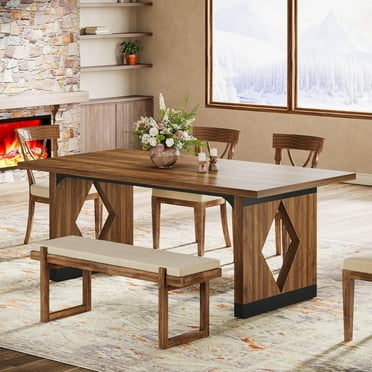 Tribesigns Rectangular Dining Table for 6-8, 78“ Long 29.53“ Height ...