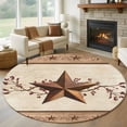 7ft Round Rug Farmhouse Texas Star Brown Area Rugs for Living Room ...