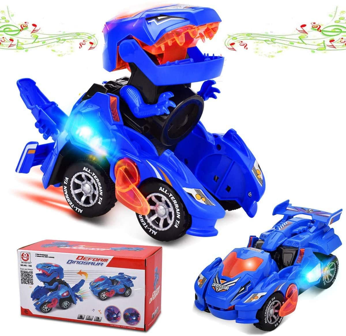 JHIJHOO Dinosaur Cars Transforming Toys,Transforming Dinosaur LED Car ...