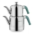 Korkmaz Riva Turquoise Turkish Teapot Set, Stainless Steel Double Tea Maker, 37.2 Oz, 64.3 Oz ...