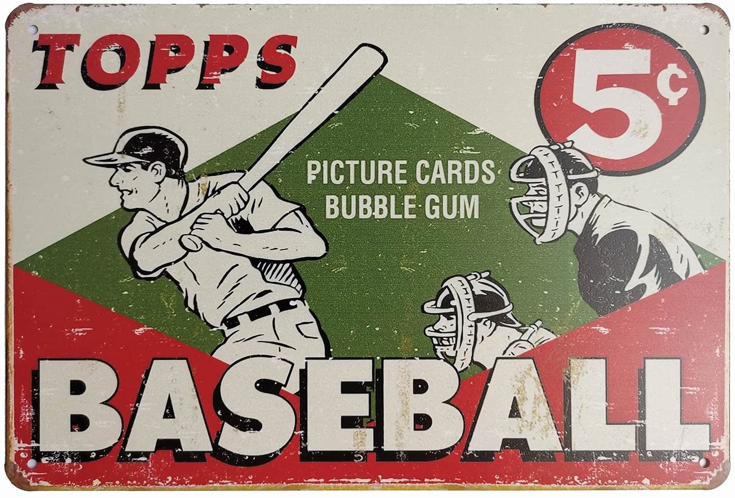 Topps Baseball Vintage Metal Signs Farmhouse Home Poster Wall Art Pub ...