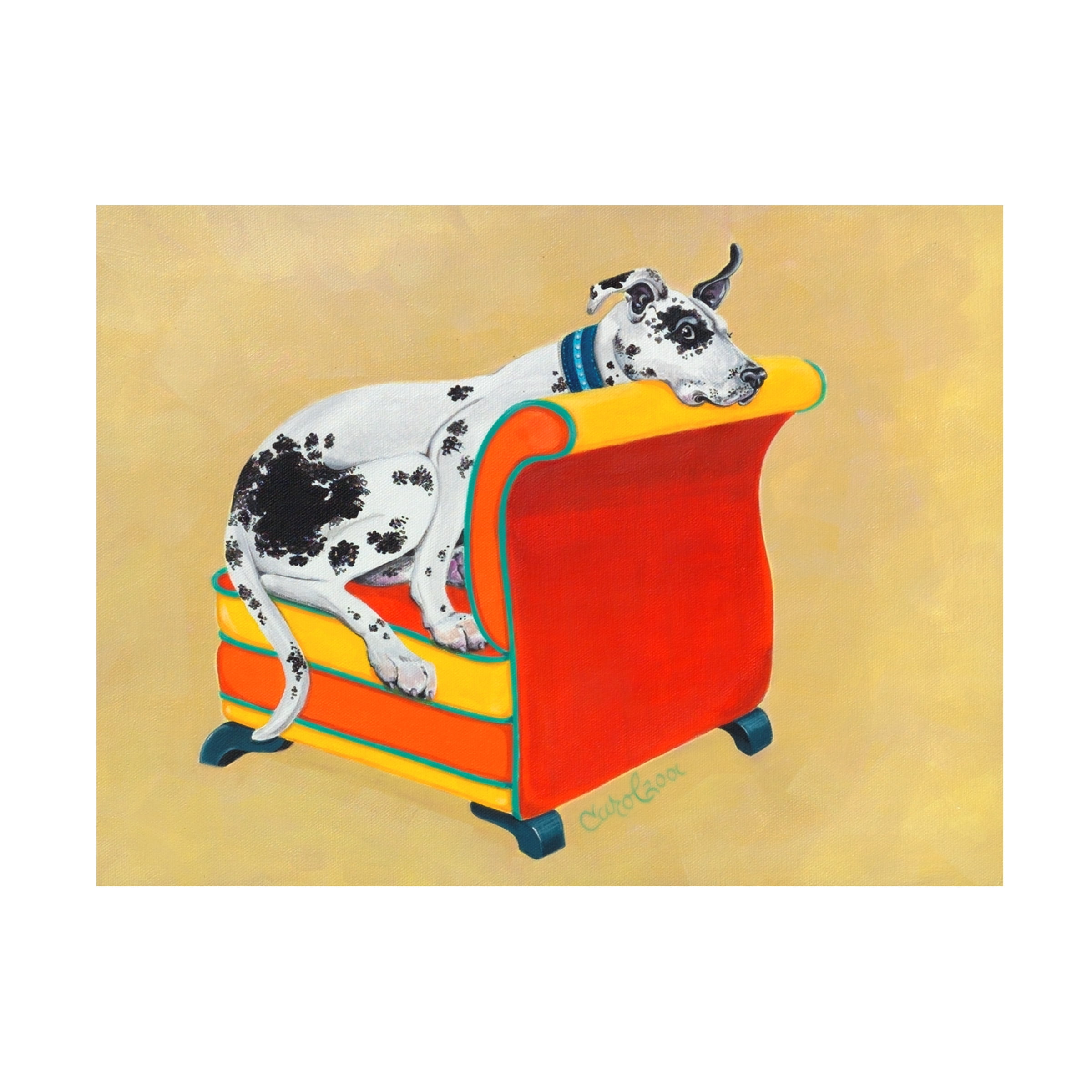 Carol Dillon 'Great Dane on Orange' Canvas Art - Walmart.com