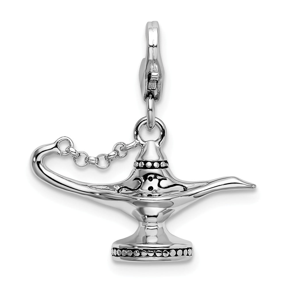 FB Jewels Sterling Silver 3-D Enameled Magic Lamp w/Lobster Clasp Charm ...