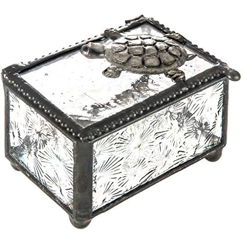 Sea Turtle Gifts Jewelry Box Clear Glass Keepsake Display Decorative ...