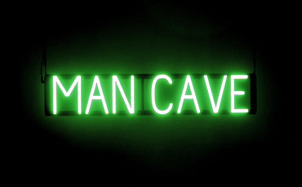 SpellBrite MAN CAVE LED Sign for Business. 32.0" x 6.3" Green MAN CAVE ...