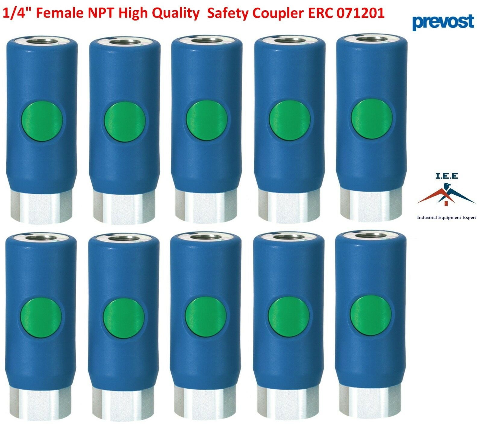 10 Pack 1/4" FNPT Prevost Push Button High Flow Safety Air Coupler ERC ...