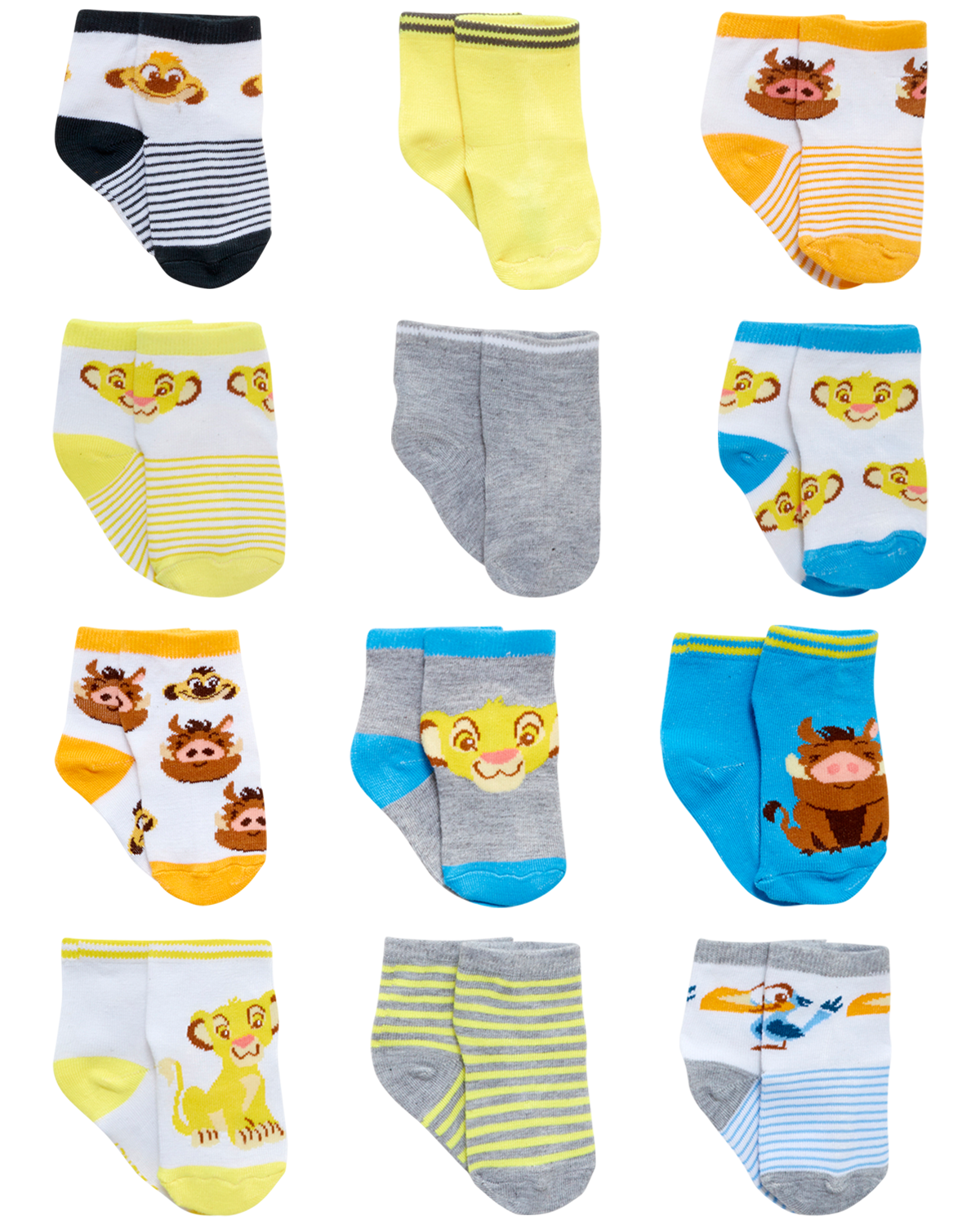 Disney Baby Boys’ Socks - 12 Pack Mickey Mouse, Winnie The Pooh, Lion ...