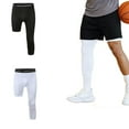 Mens 3 4 Compression Pants One Leg Tights Athletic Layer Basketball