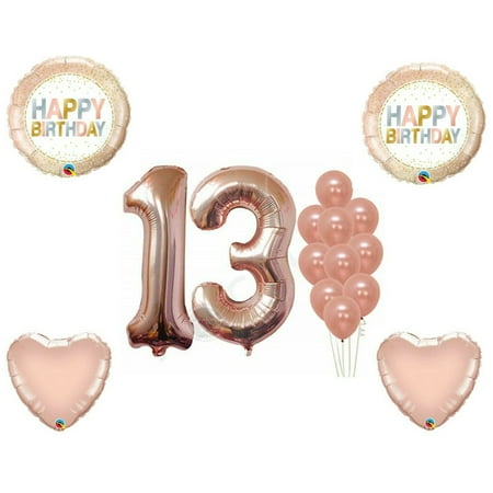 Rose Gold 13th Birthday Party Balloons Decoration Supplies Dots ...