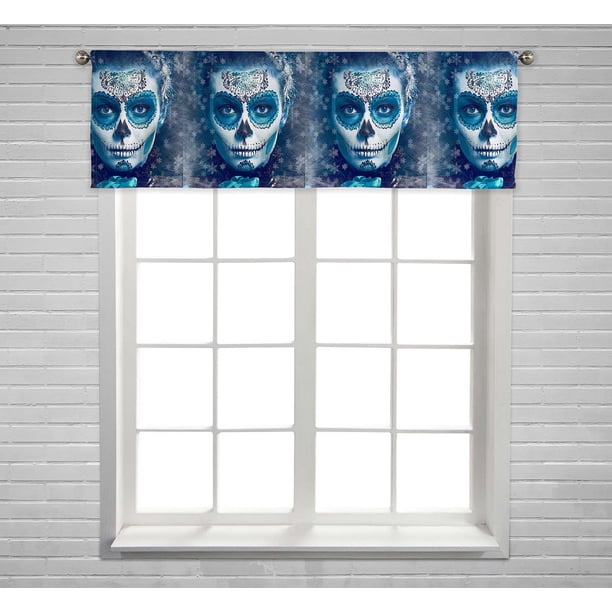 YUSDECOR winter sugar skull beautiful ice Santa Muerte Window Curtain ...