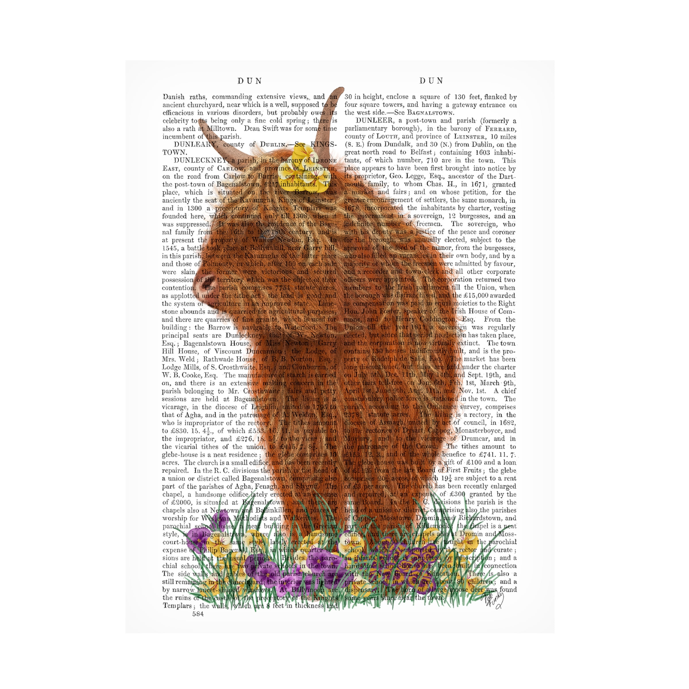 Fab Funky 'Highland Cow Pansy Book Print' Canvas Art - Walmart.com