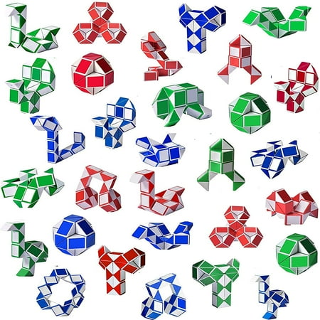 30 Pack Party Favor, Medium Fidget Snake Cube Twist Puzzle Toys for ...