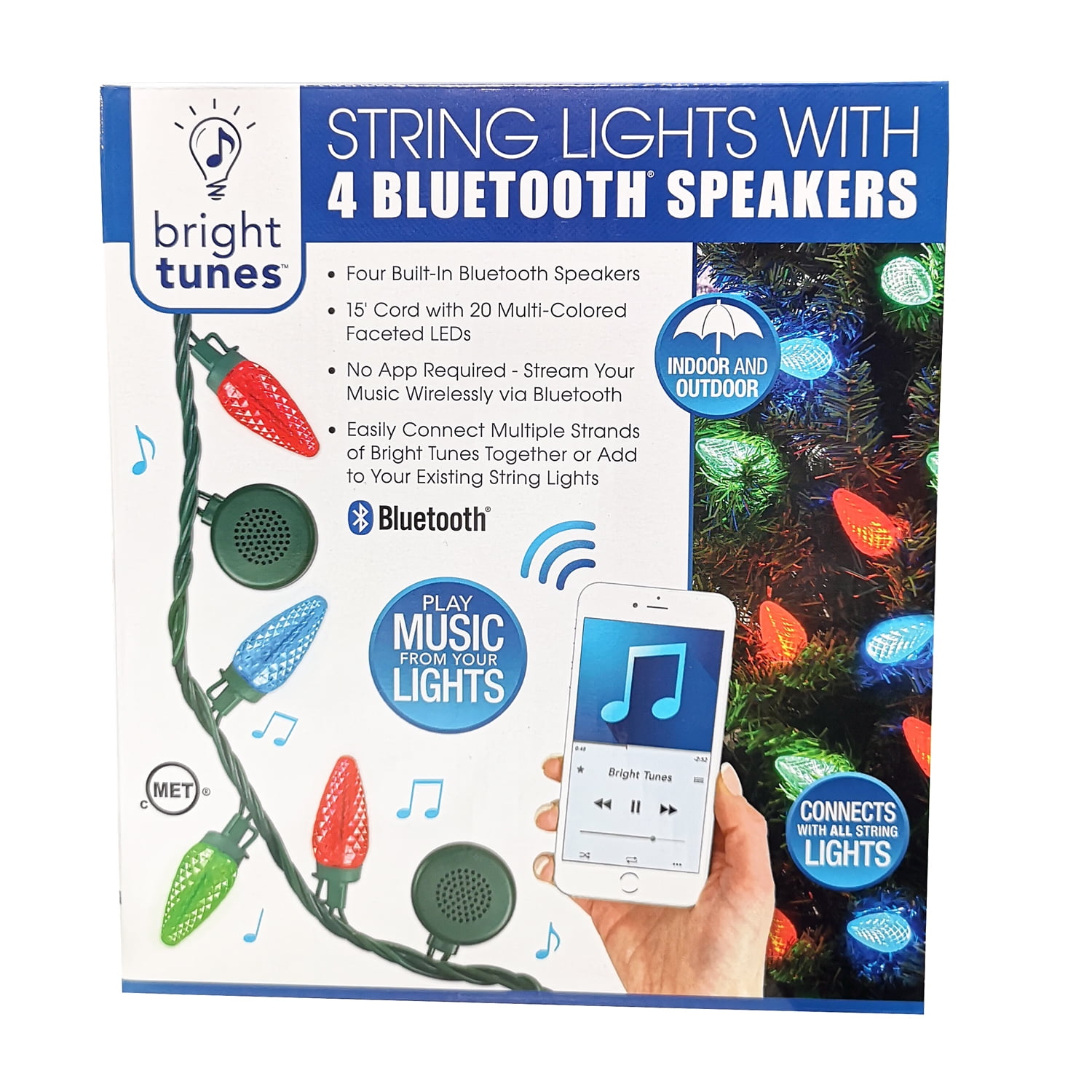 Multi-Colored LED String Lights with 4 Bluetooth Speakers, Indoor ... Multi-Colored LED String Lights with 4 Bluetooth Speakers, Indoor ...