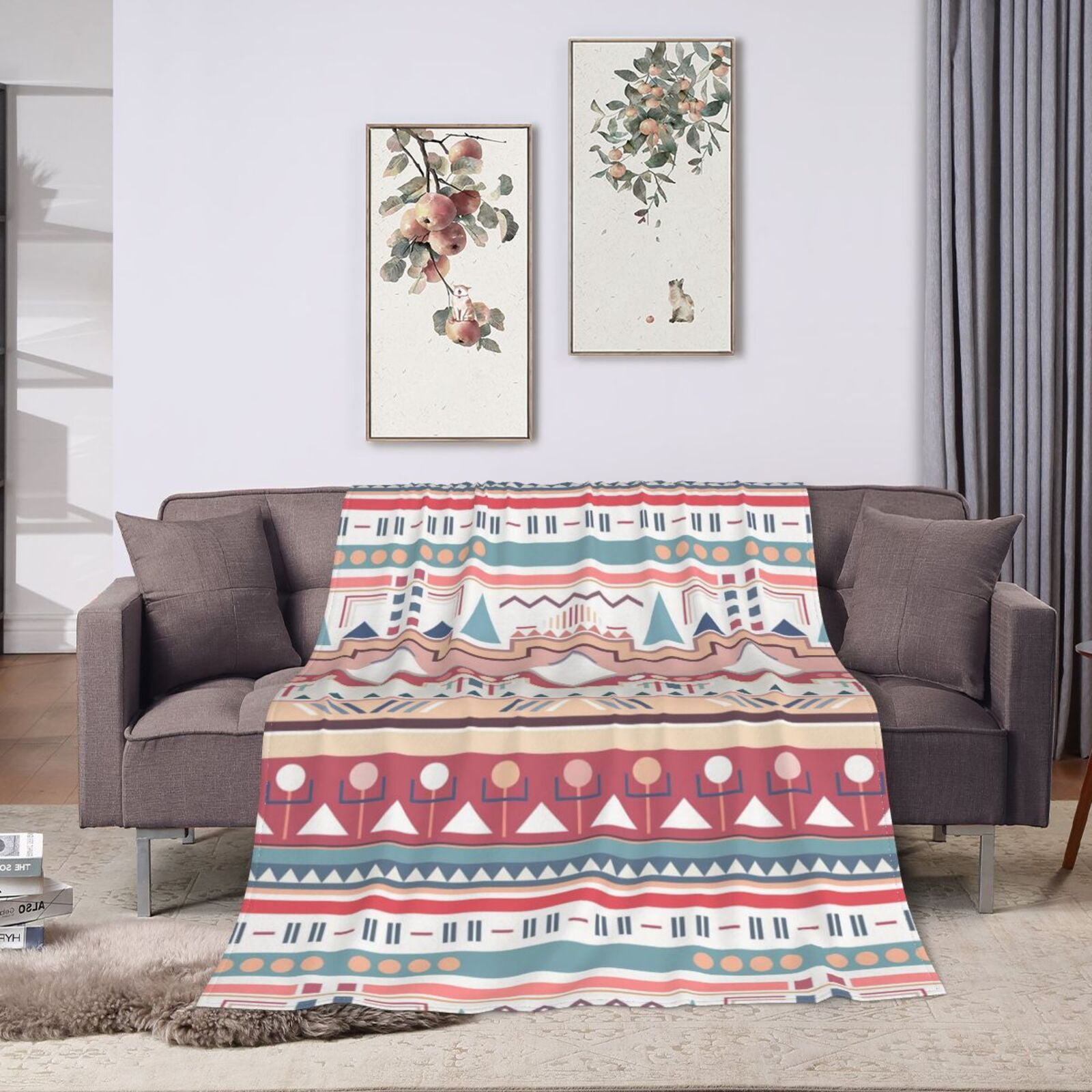 ZNDUO Abstract Native Folk Lines Pattern Throw Blanket, Lightweight ...