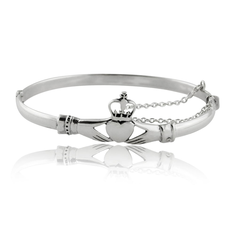 Fashionjunkie4Life - Sterling Silver Irish Claddagh Bangle Bracelet ...