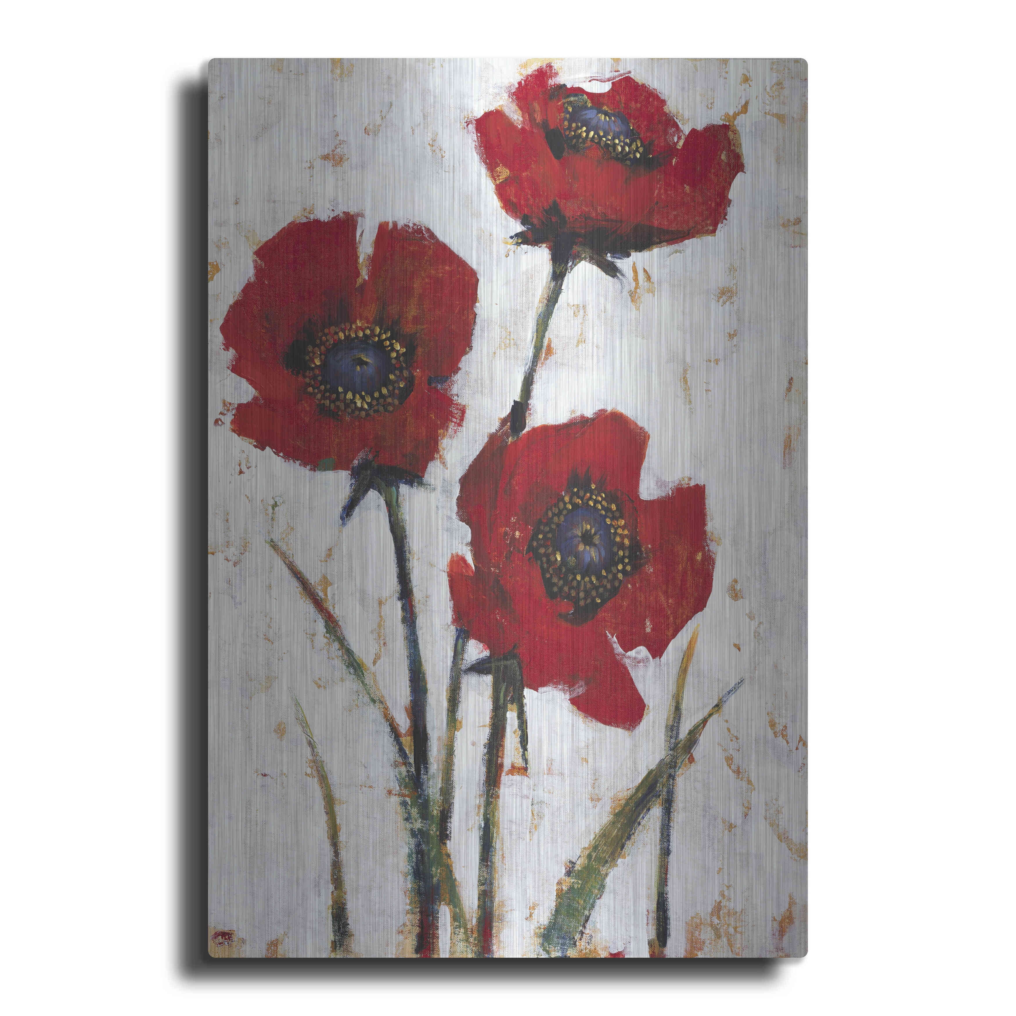 Luxe Metal Art 'Red Poppy Fresco II' by Tim O'Toole, Metal Wall Art, 24 ...