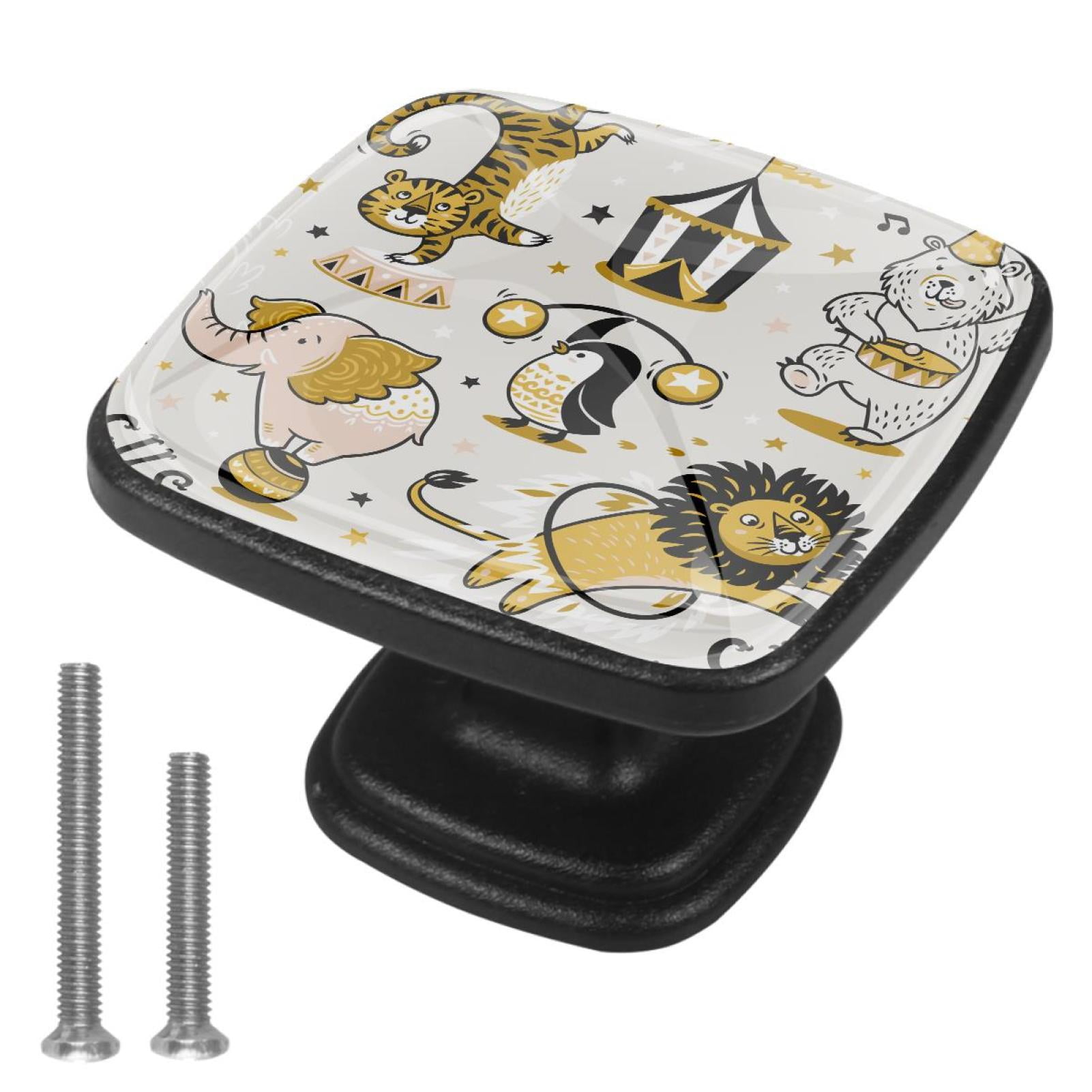 4 Pcs Cabinet Handle Drawer Pulls Penguin Knobs with Screws Square ...