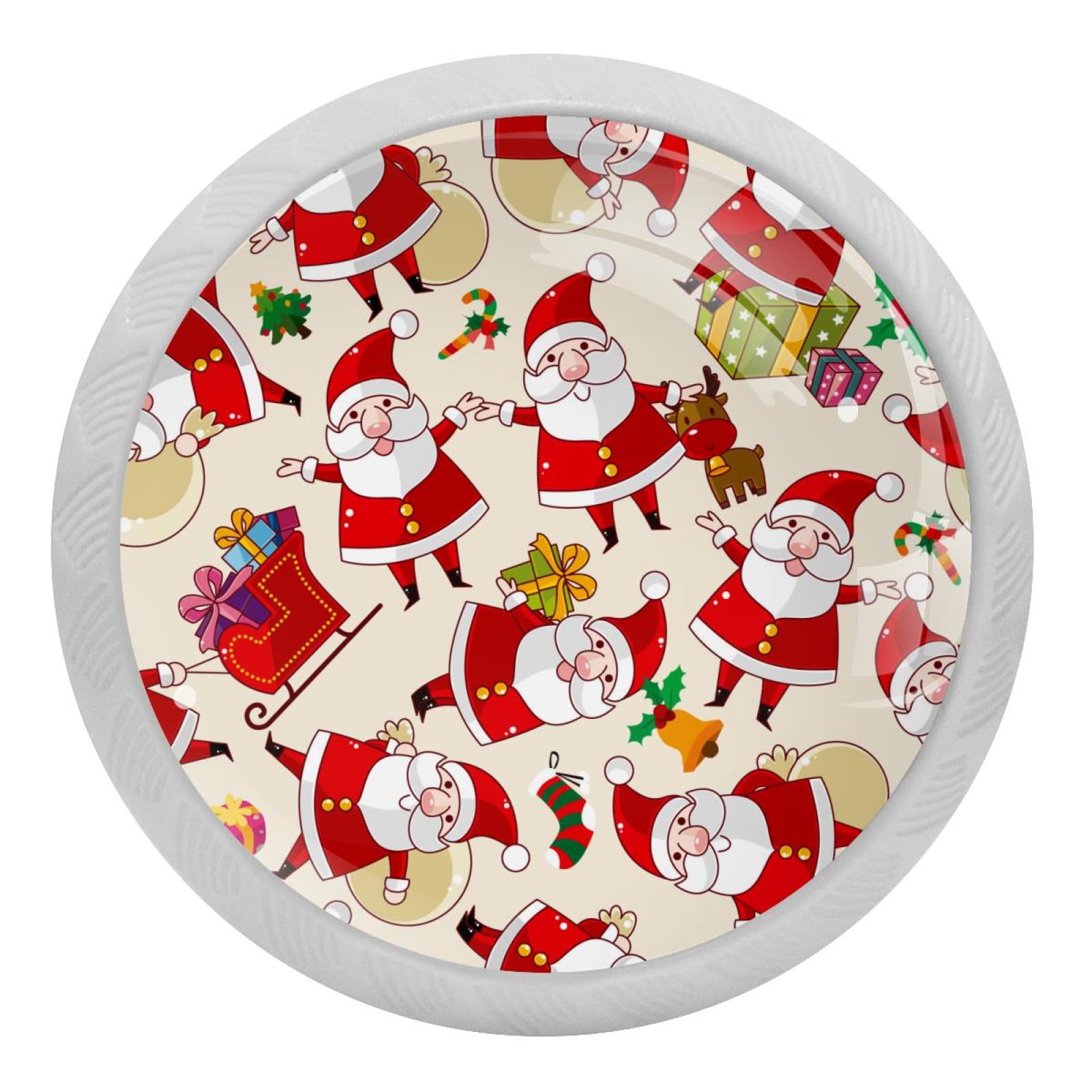 4PCS Round Santa Claus Cabinet Fluorescence Knob Glowing in the Dark ...