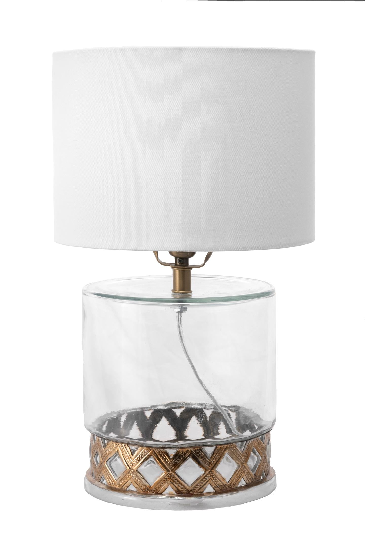 12-inch Laurel Coronated Glass Canvas Shade Table Lamp - Walmart.com