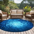Blue School of Fish Round Rug 8ft Washable Circle Rugs Non Slip Ocean ...