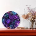 10" Artistic Round Wall Decorative Desk Clock Neon Palm Leaves Pattern ...