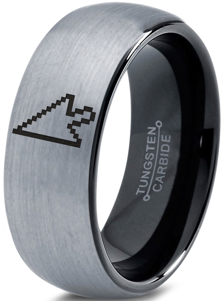 Tungsten Mouse Arrow Pointer Cursor Band Ring 8mm Men Women Comfort Fit ...