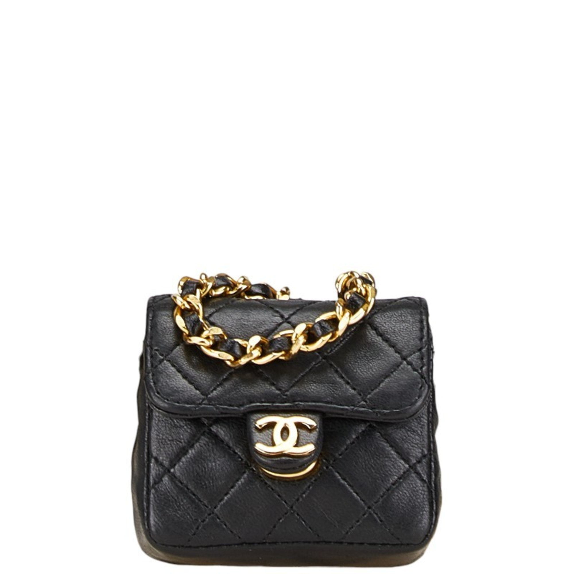 Pre-Owned CHANEL Micro Mini Matelasse Coco Mark Chain Shoulder Bag in ...