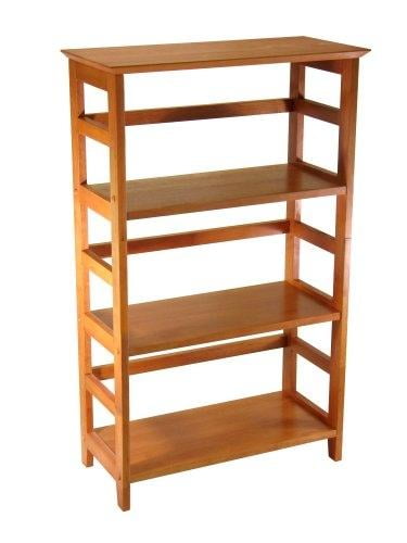4-Tier Book-shelf Wood Bookcase in Honey Finish - Walmart.com