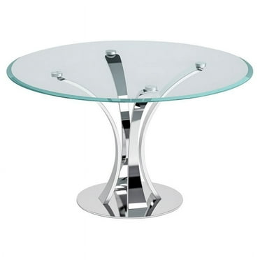 Furniture of America Dorazio Contemporary Round Glass Top Dining Table ...