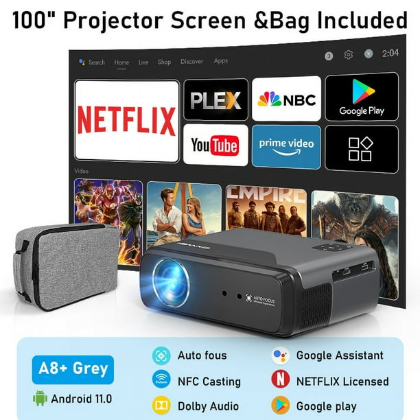 4K HDR LED Smart Projector Full HD 1080P 5G WiFi Android 11 TV Portable ...