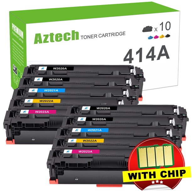 A Aztech 10-Pack Compatible for HP W2020A 414A Toner use with HP Color ...