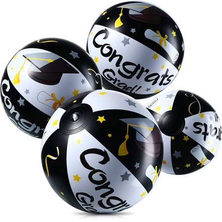 4 Pieces Inflatable Beach Balls for Graduation, Congrats Grad Sign ...