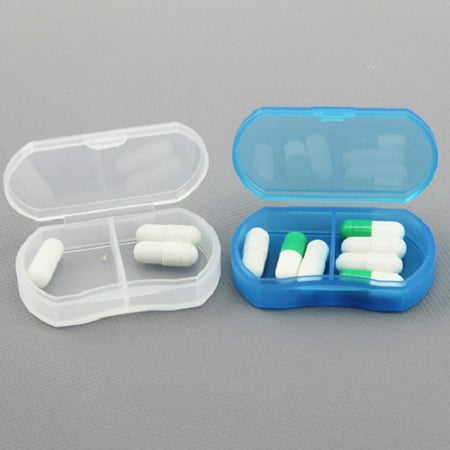 SHTKUYING 2-compartment transparent medicine box Portable 2-compartment ...