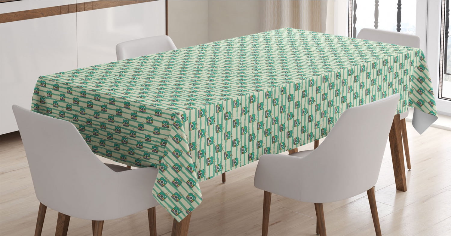 Paparazzi Tablecloth, Retro Camera in Greenery 80s Pop Art Style ...